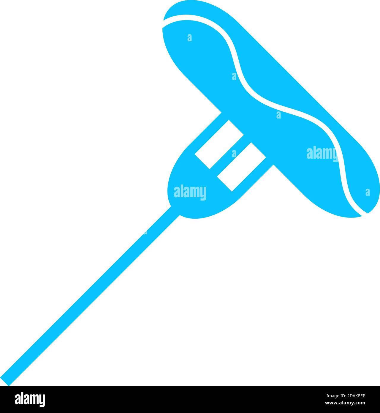 Sausage on fork icon flat. Blue pictogram on white background. Vector ...