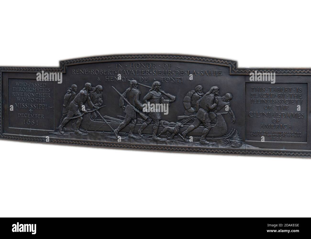 plaque for Rene-Robert cavalier and Sieur de La Salle on a bridge in ...