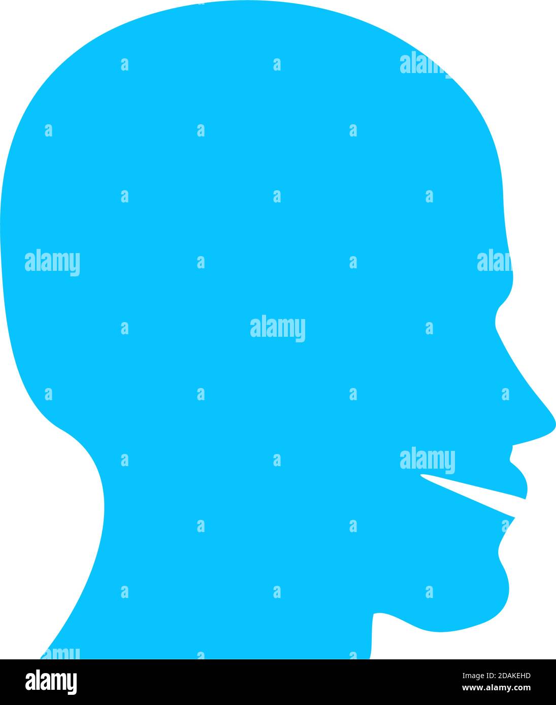 Man's face shape icon flat. Blue pictogram on white background. Vector ...