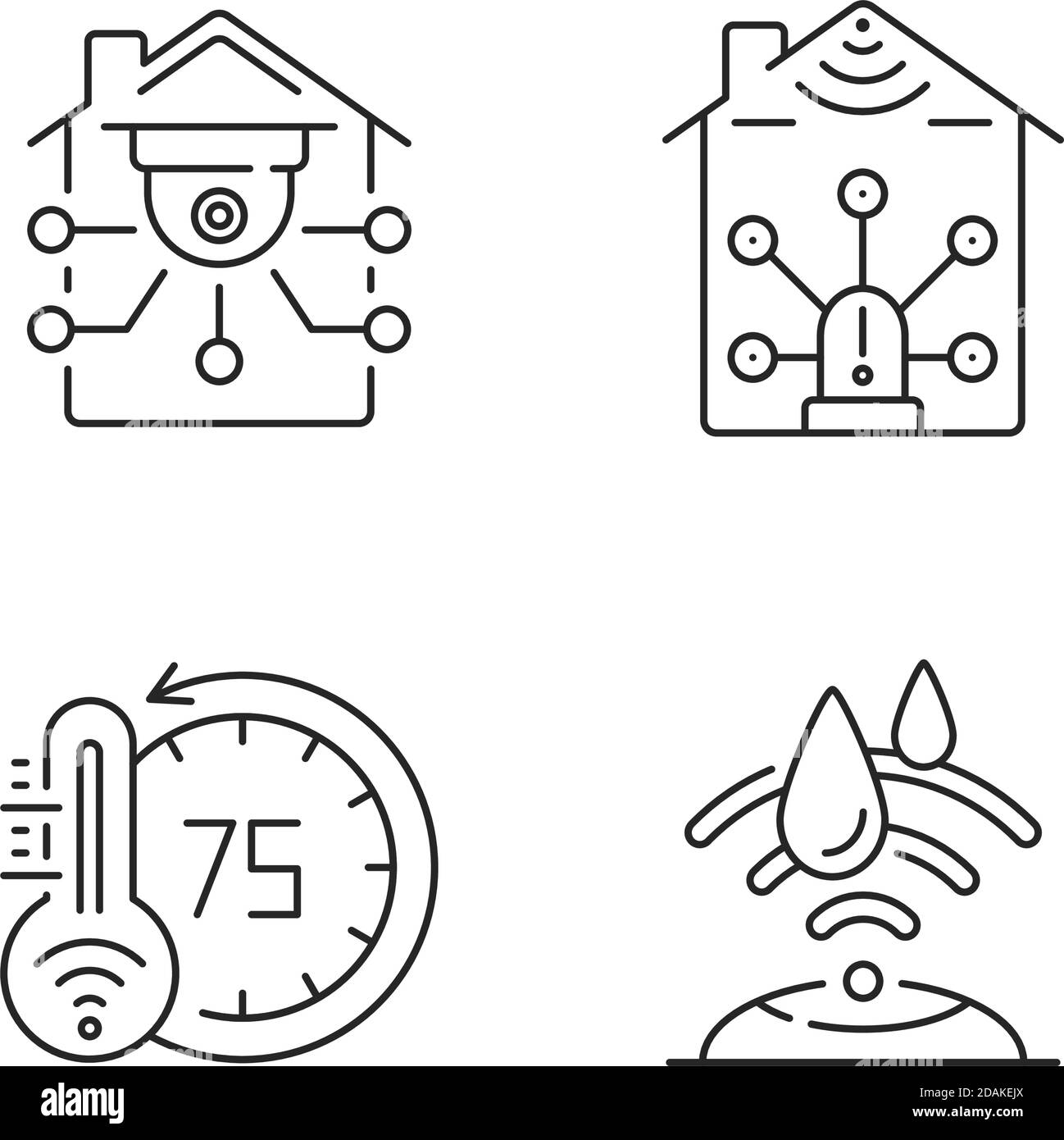 Securing your smart home linear icons set Stock Vector Image & Art - Alamy