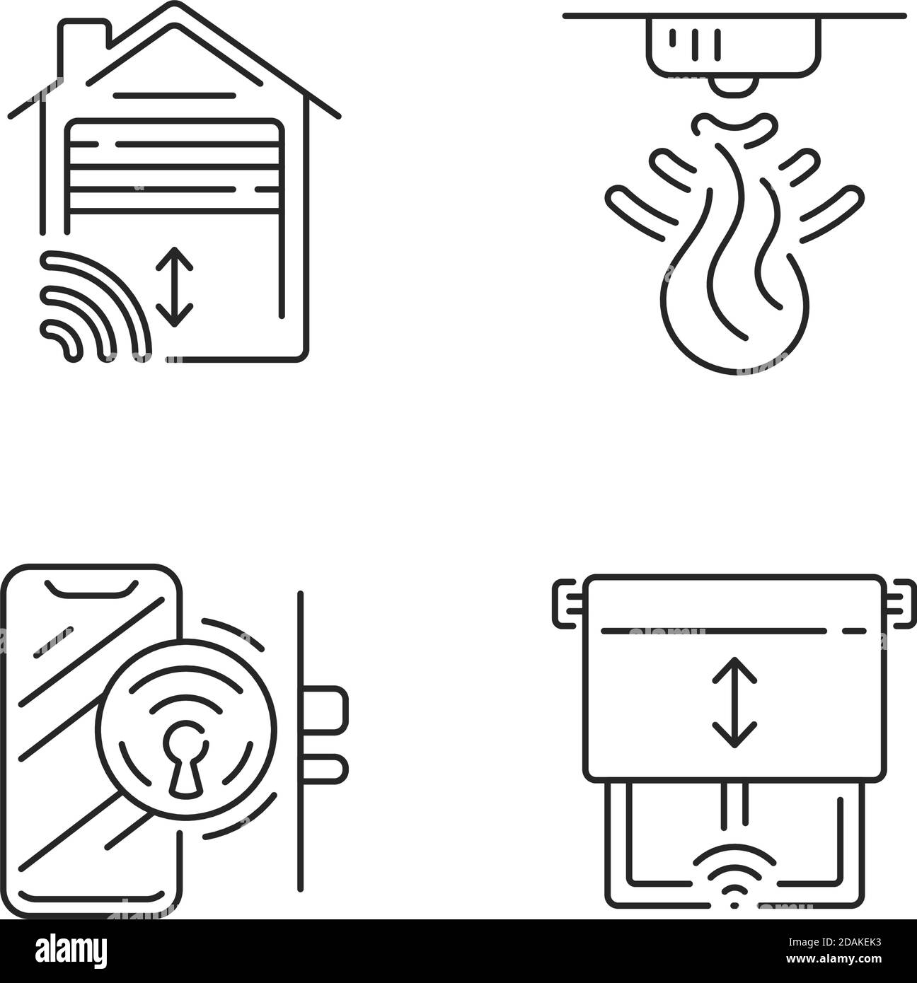 Remote home control system linear icons set Stock Vector Image & Art ...