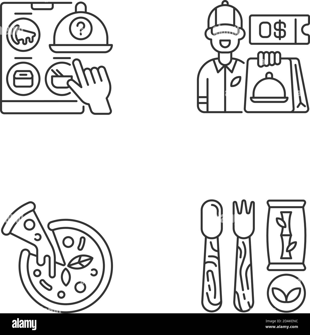 Restaurant delivery service linear icons set Stock Vector Image & Art ...