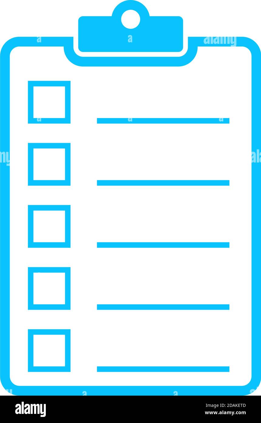 Checklist icon flat. Blue pictogram on white background. Vector ...
