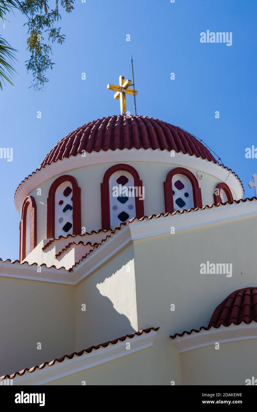Traditional Greek Church in the town of Elounda on the Greek island of ...