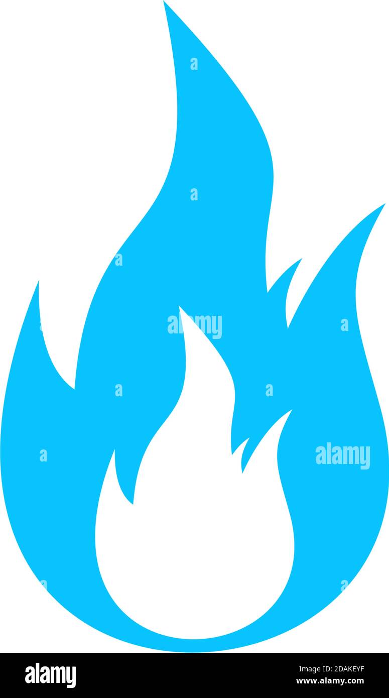 Flame gas fire icon flat. Blue pictogram on white background. Vector ...