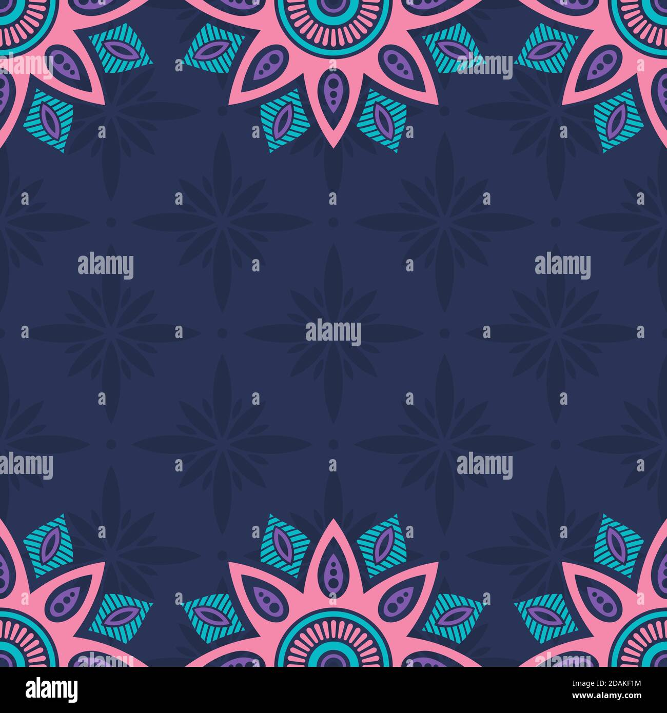 Seamless border pattern with mandalas. Mehndi lace borders. Endless ...