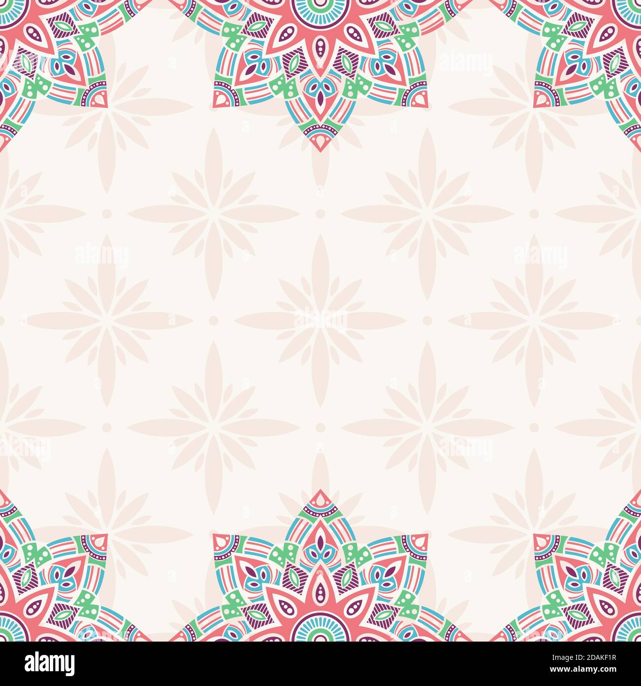 Seamless border pattern with mandalas. Mehndi lace borders. Endless ...