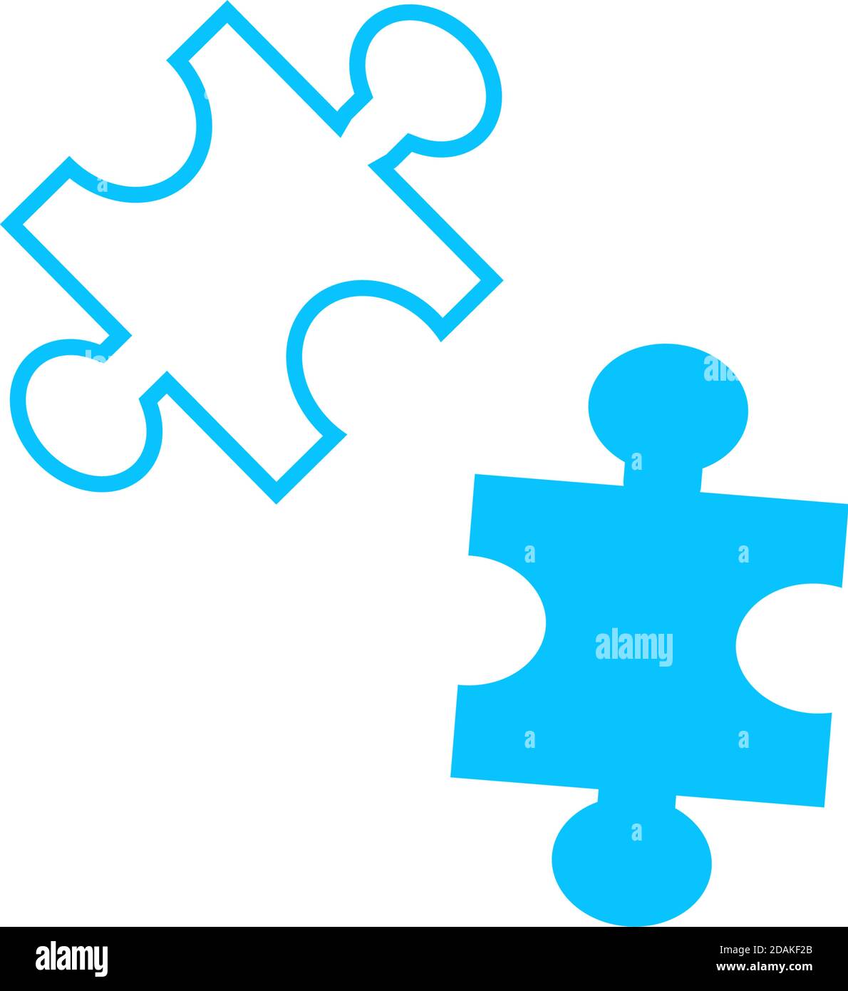 Puzzles icon flat. Blue pictogram on white background. Vector ...