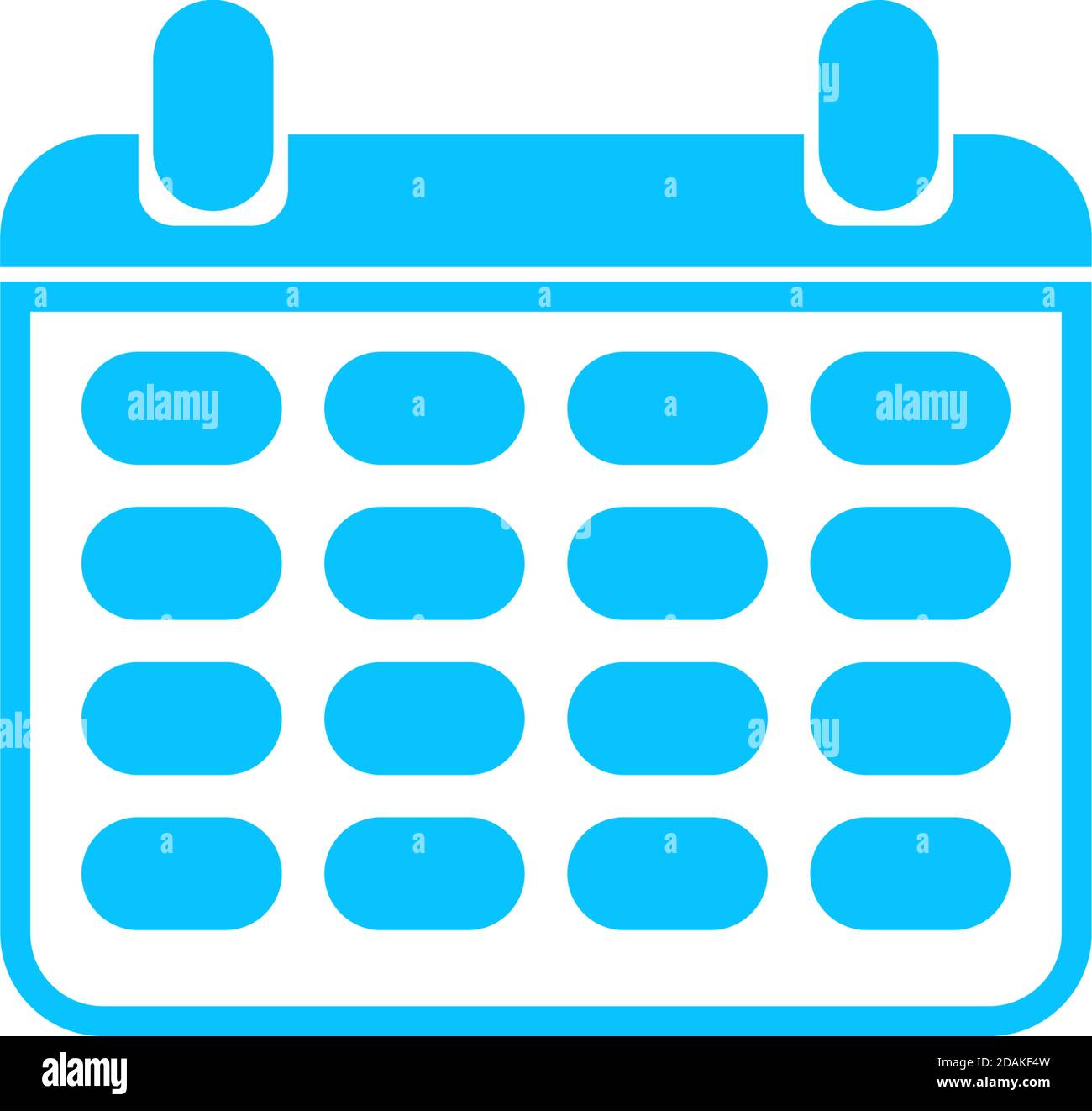 Calendar icon flat. Blue pictogram on white background. Vector ...