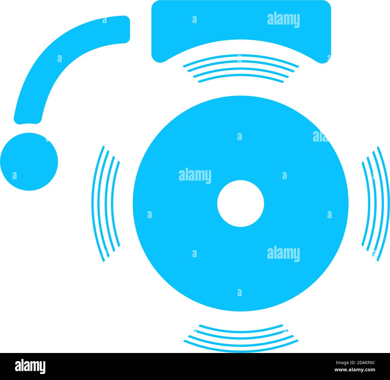 Alarm bell icon flat. Blue pictogram on white background. Vector ...