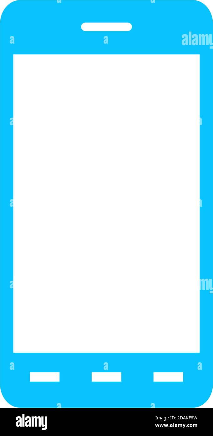 Smart phone icon flat. Blue pictogram on white background. Vector ...