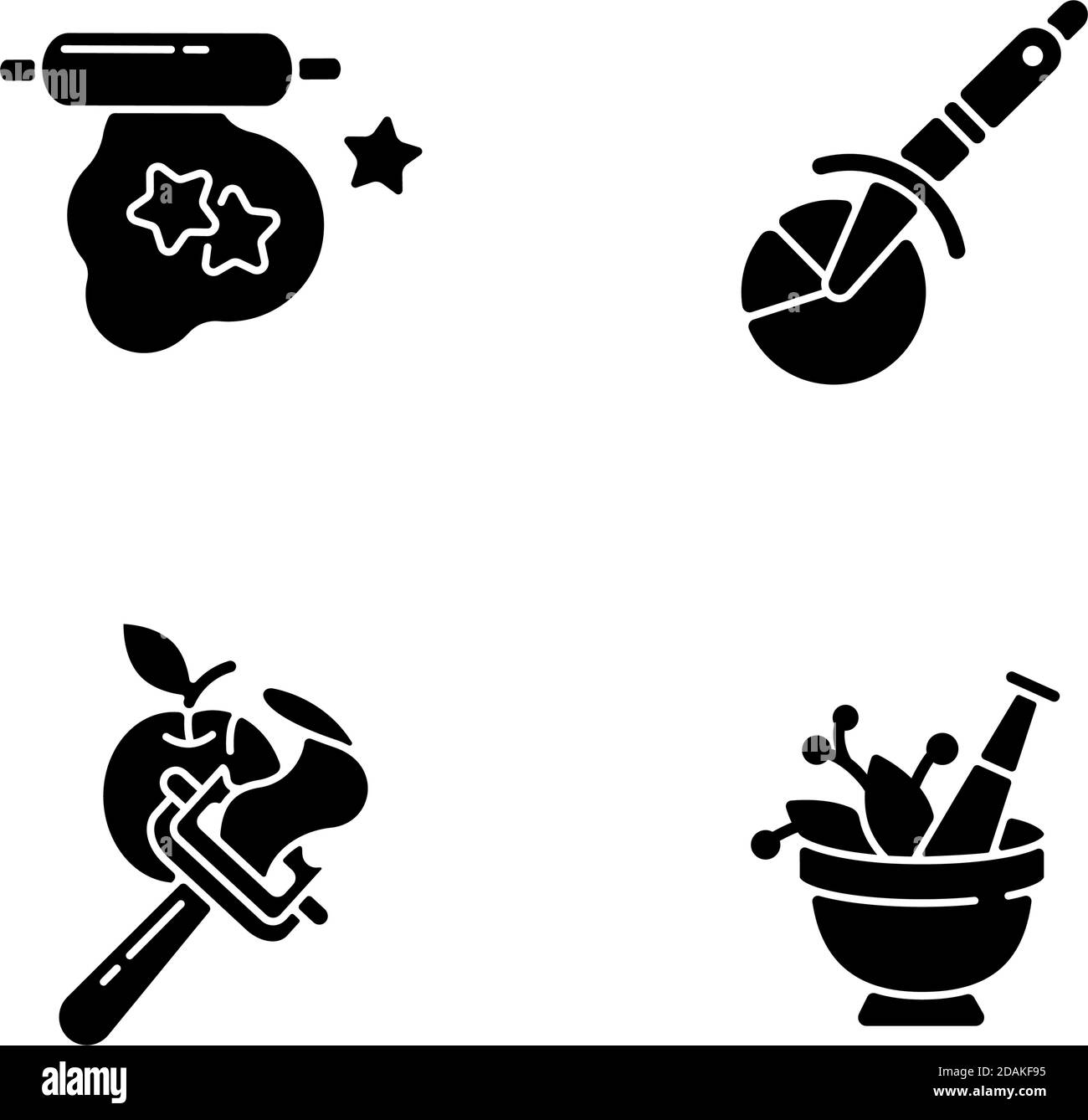 Kitchen utensils black glyph icons set on white space Stock Vector ...