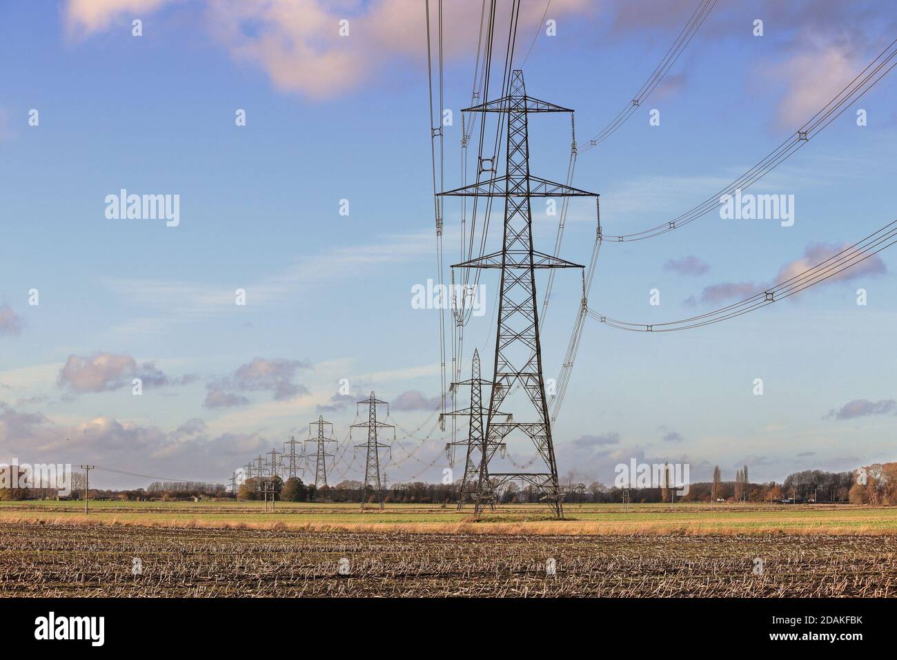 Row of Electricity Pylons in an English Rural Landscape in South ...