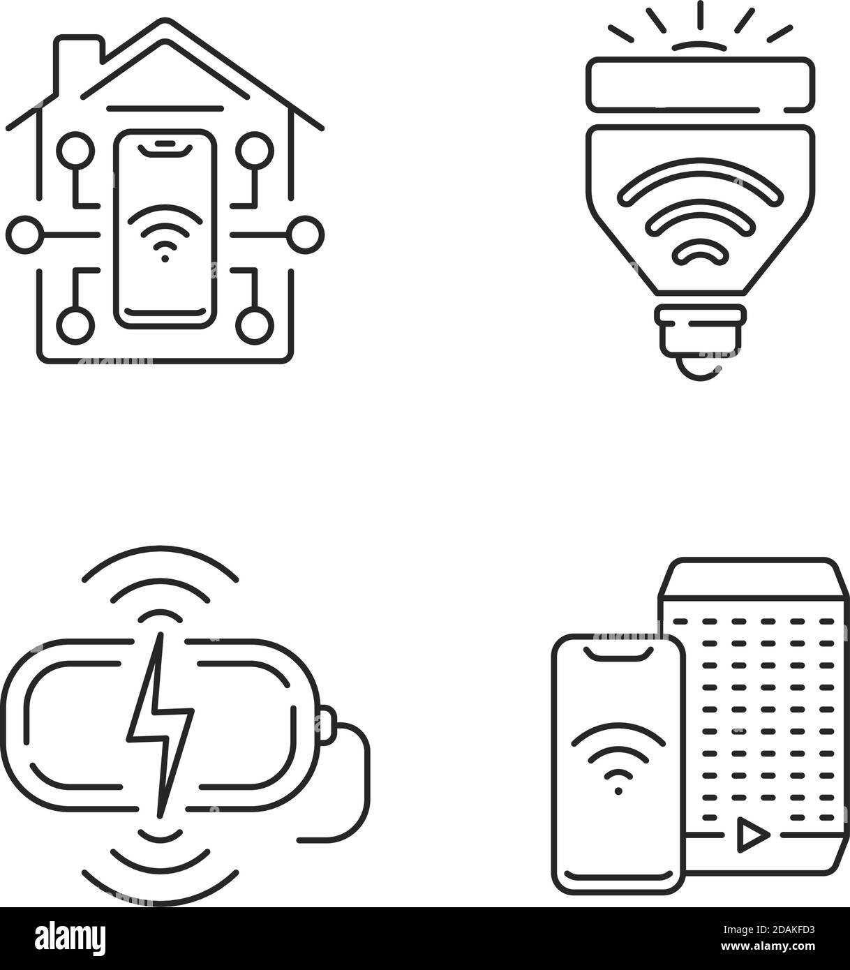 Remote access to different devices linear icons set Stock Vector Image ...