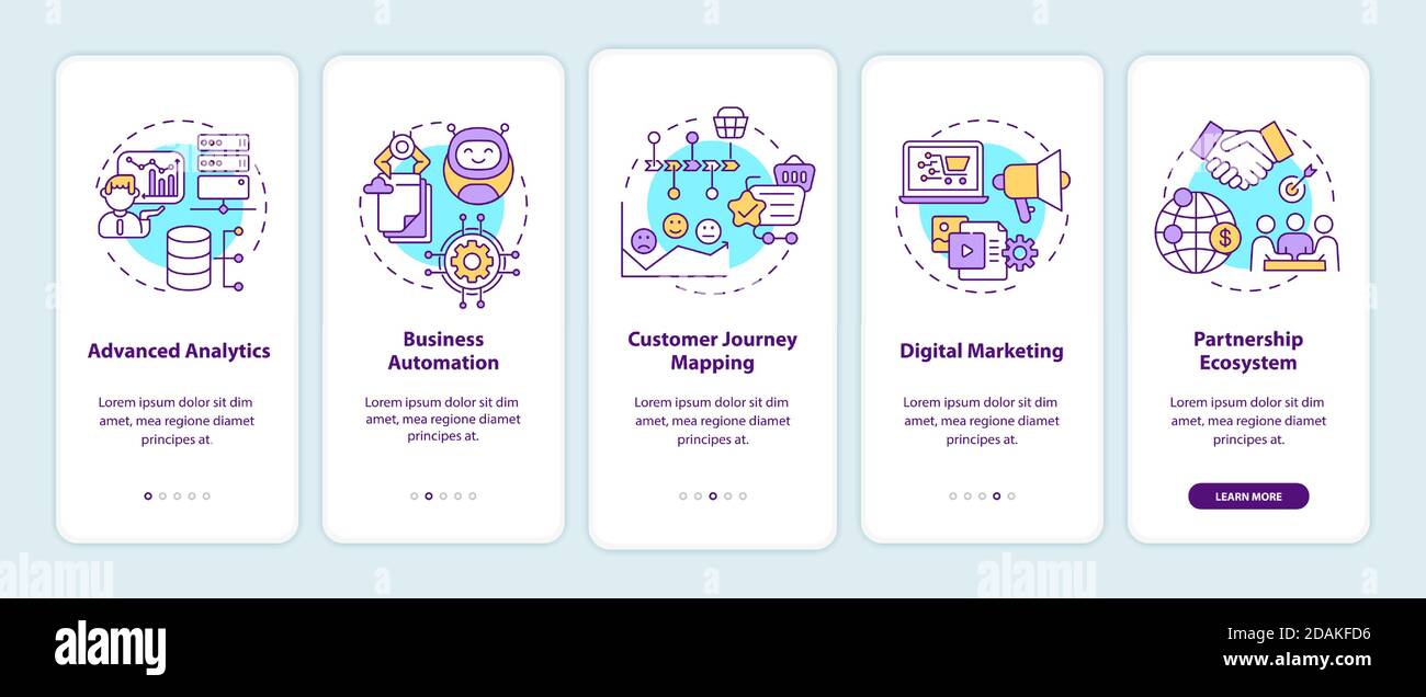 Digital Consulting Components Onboarding Mobile App Page Screen With Concepts Stock Vector Image