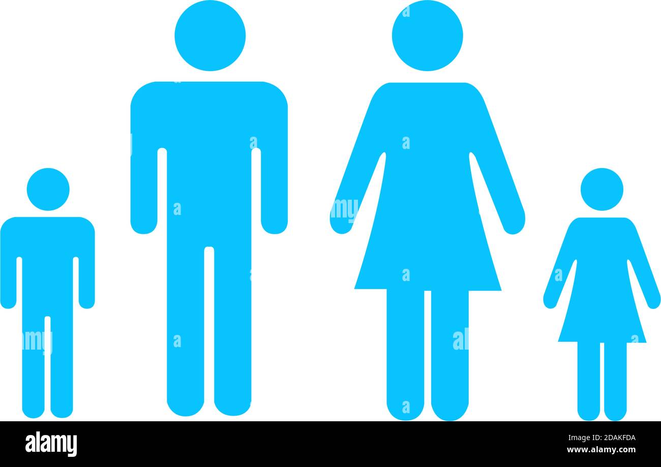 Family icon flat. Blue pictogram on white background. Vector ...