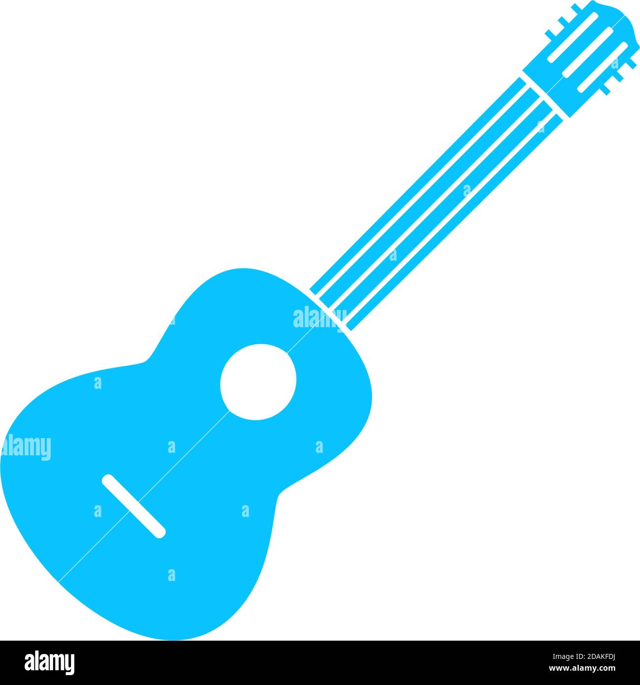 Acoustic guitar icon flat. Blue pictogram on white background. Vector ...