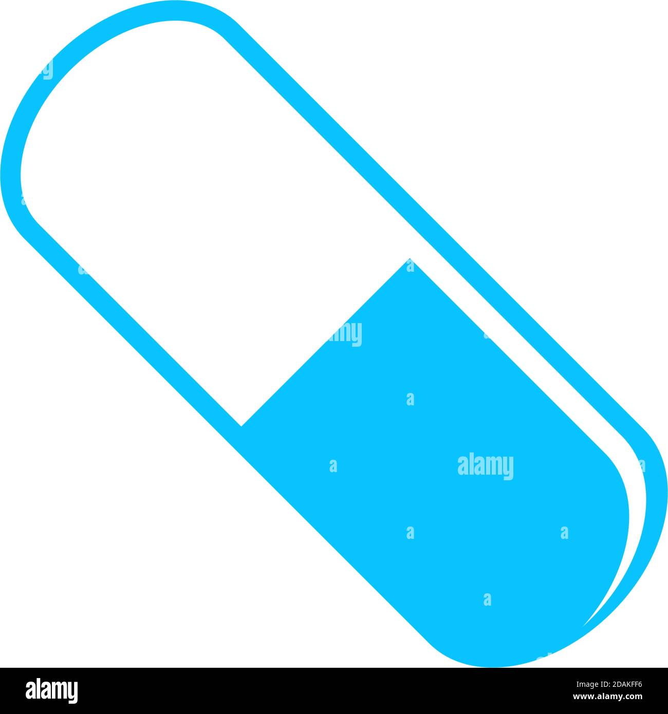Pill icon flat. Blue pictogram on white background. Vector illustration ...