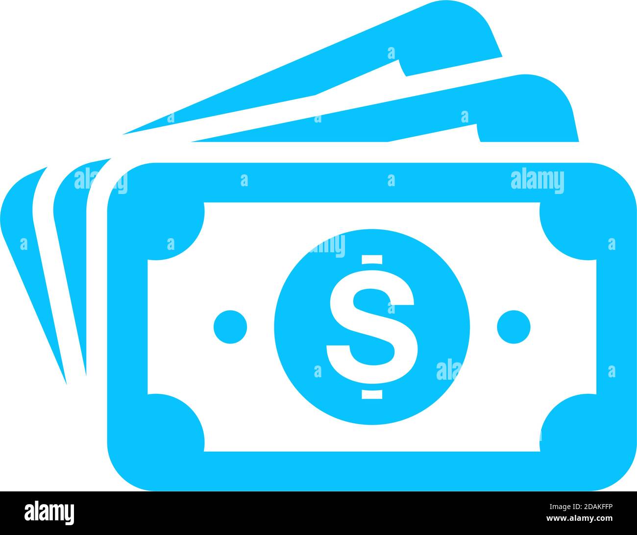 Money cash icon flat. Blue pictogram on white background. Vector ...