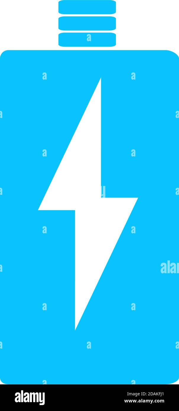 Battery Charging icon flat. Blue pictogram on white background. Vector ...