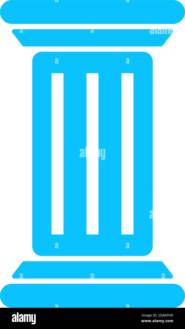Antique Column icon flat. Blue pictogram on white background. Vector ...