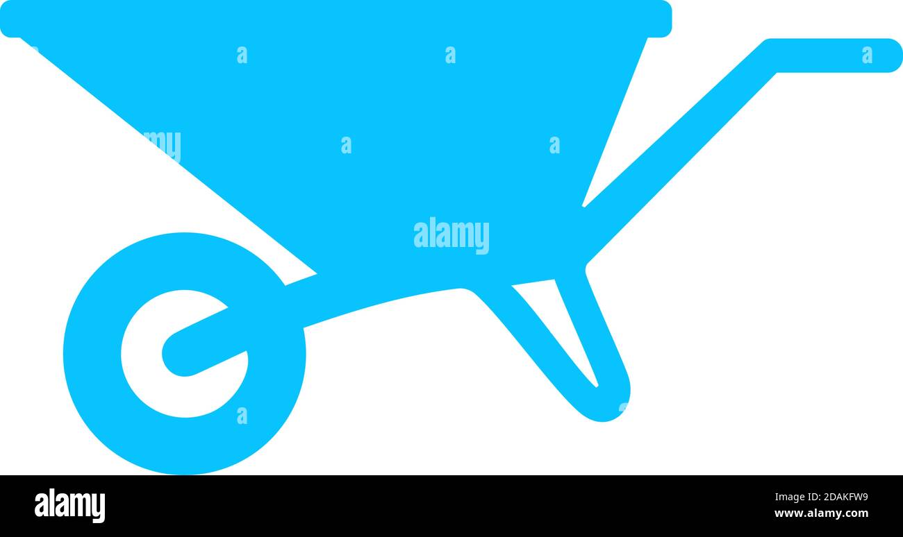 Wheelbarrow cart icon flat. Blue pictogram on white background. Vector ...