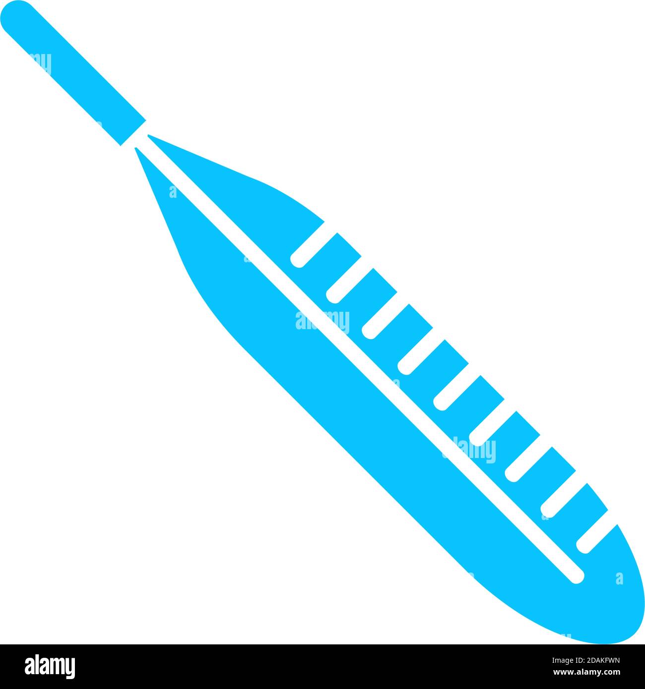 Thermometer icon flat. Blue pictogram on white background. Vector ...