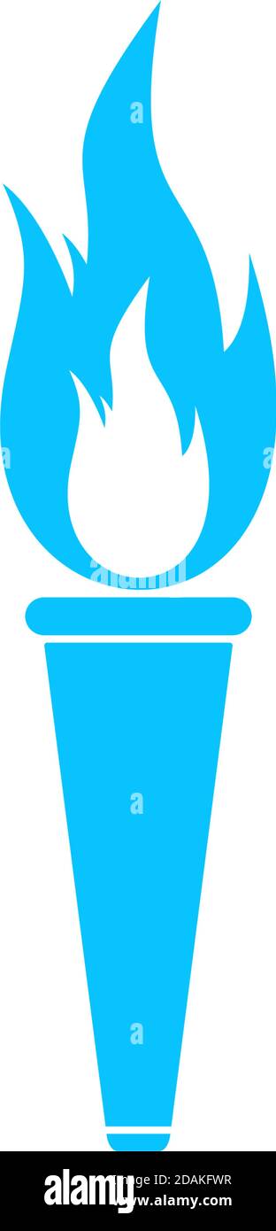 Torch icon flat. Blue pictogram on white background. Vector ...