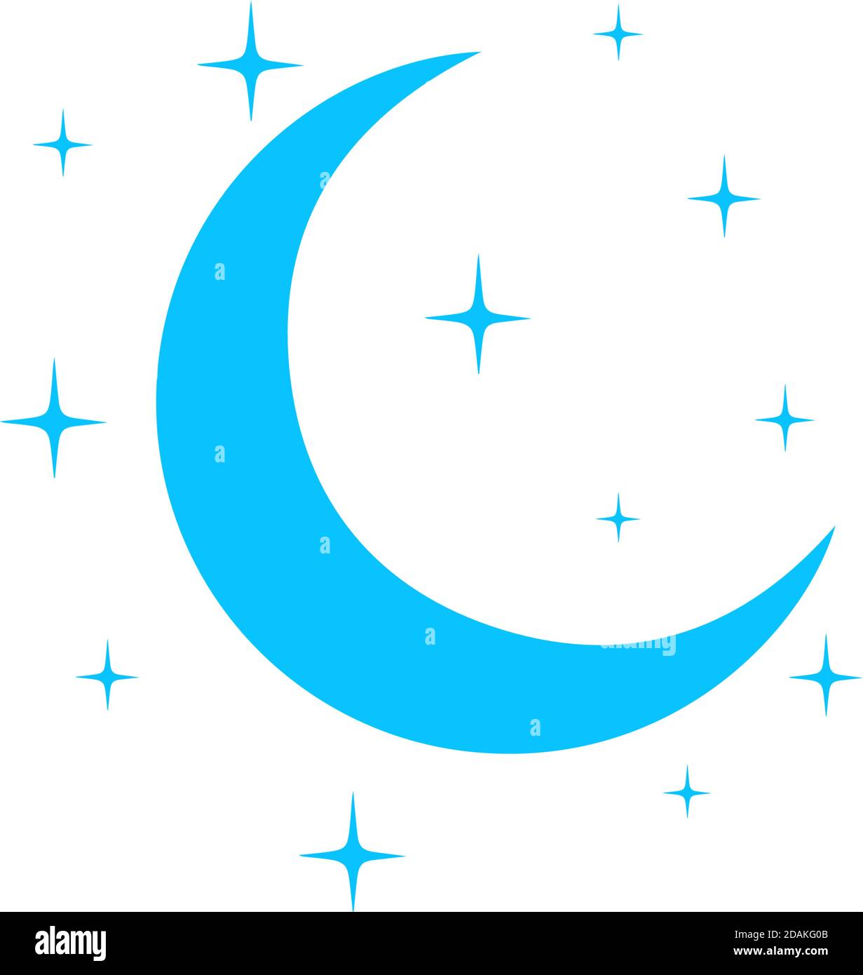 Night icon flat. Blue pictogram on white background. Vector ...