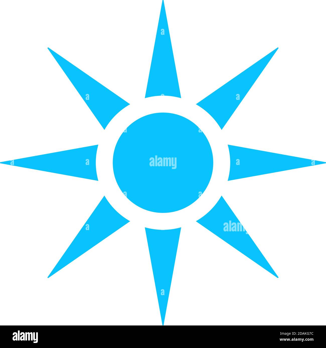 Sun icon flat. Blue pictogram on white background. Vector illustration ...