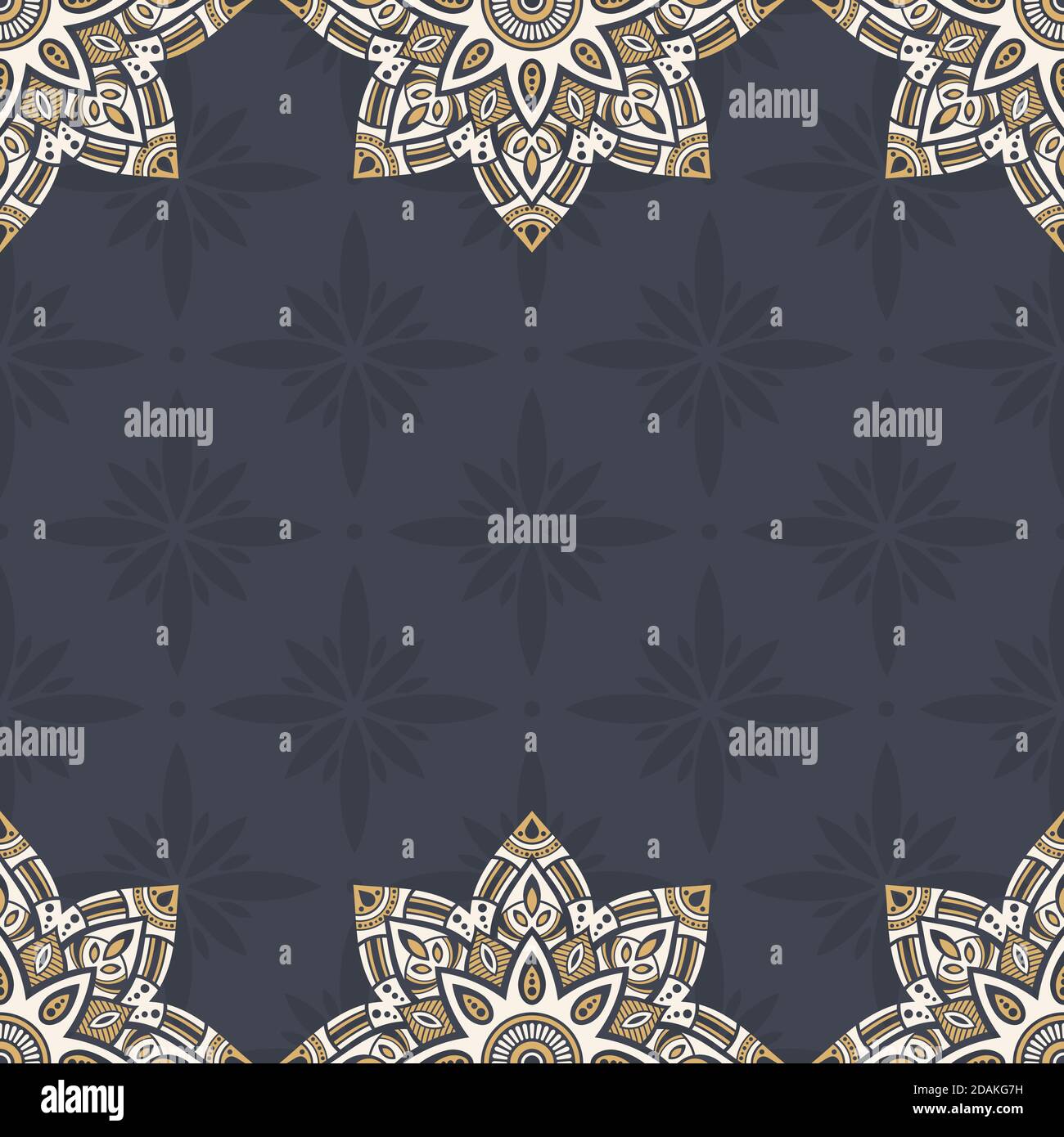 Seamless border pattern with mandalas. Mehndi lace borders. Endless ...