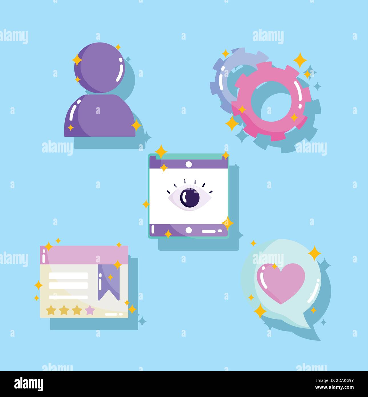 social media, character website content in cartoon style vector ...