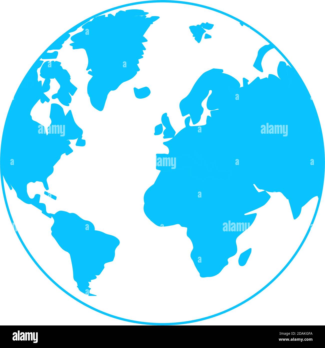 Globe world icon flat. Blue pictogram on white background. Vector ...