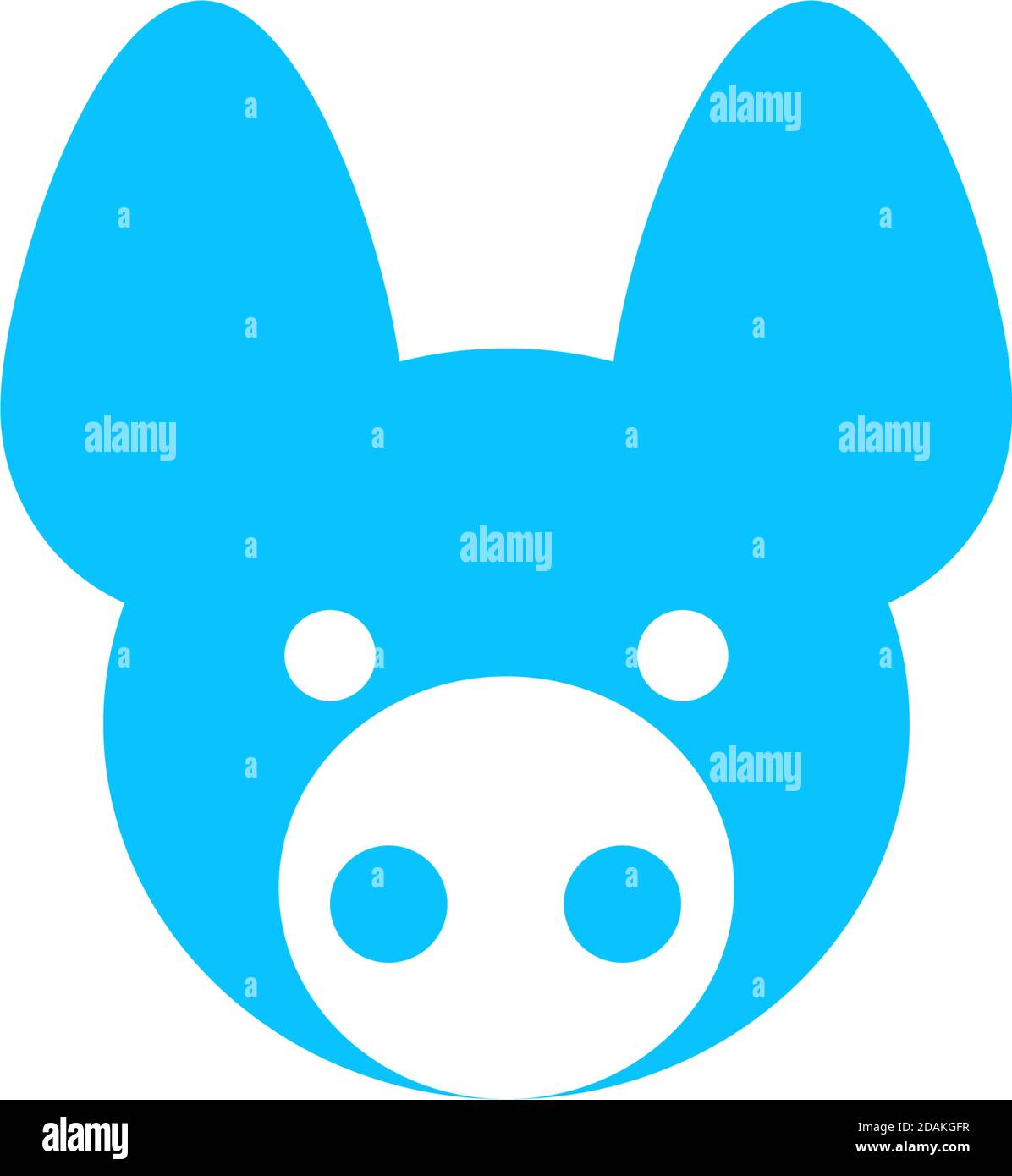 Pig icon flat. Blue pictogram on white background. Vector illustration ...