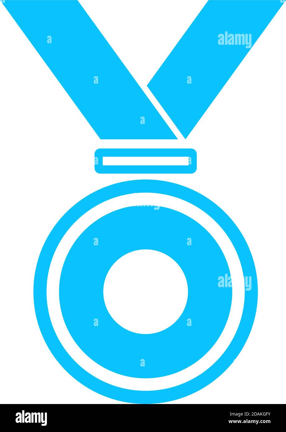 Medal icon flat. Blue pictogram on white background. Vector ...