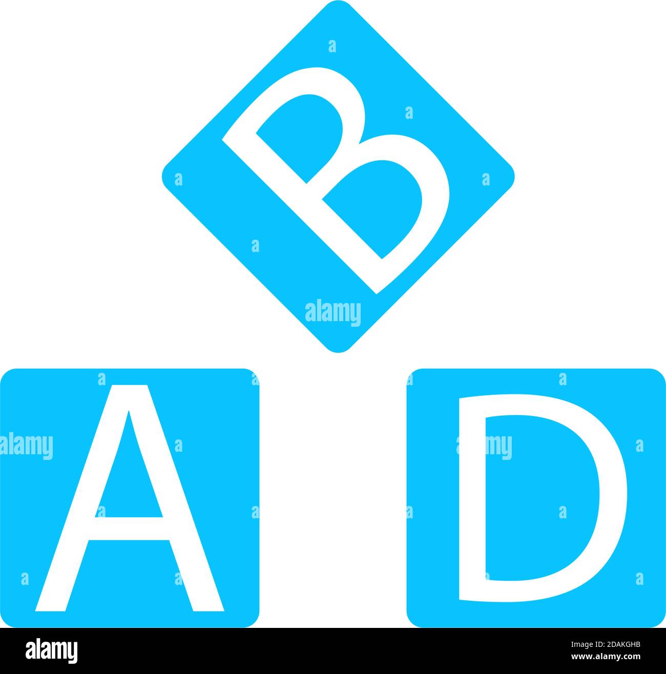 Alphabet cubes icon flat. Blue pictogram on white background. Vector ...