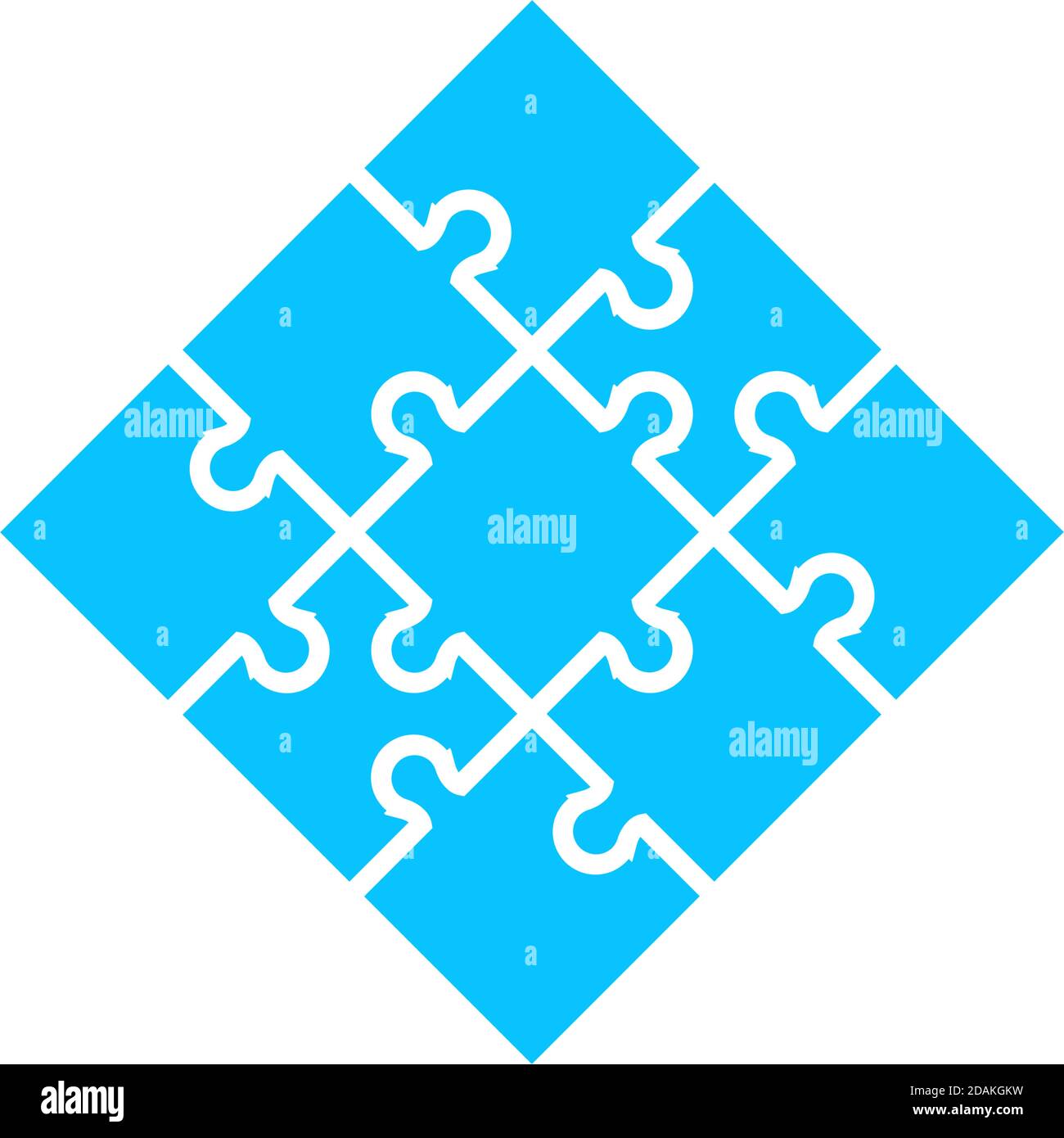 Jigsaw icon flat. Blue pictogram on white background. Vector ...