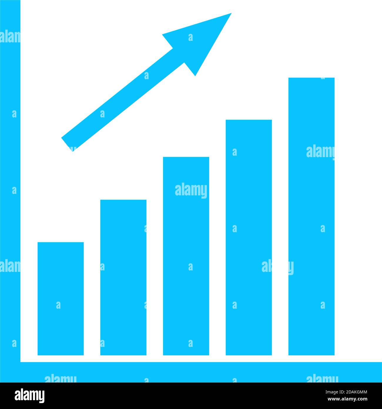 Graph chart icon flat. Blue pictogram on white background. Vector ...