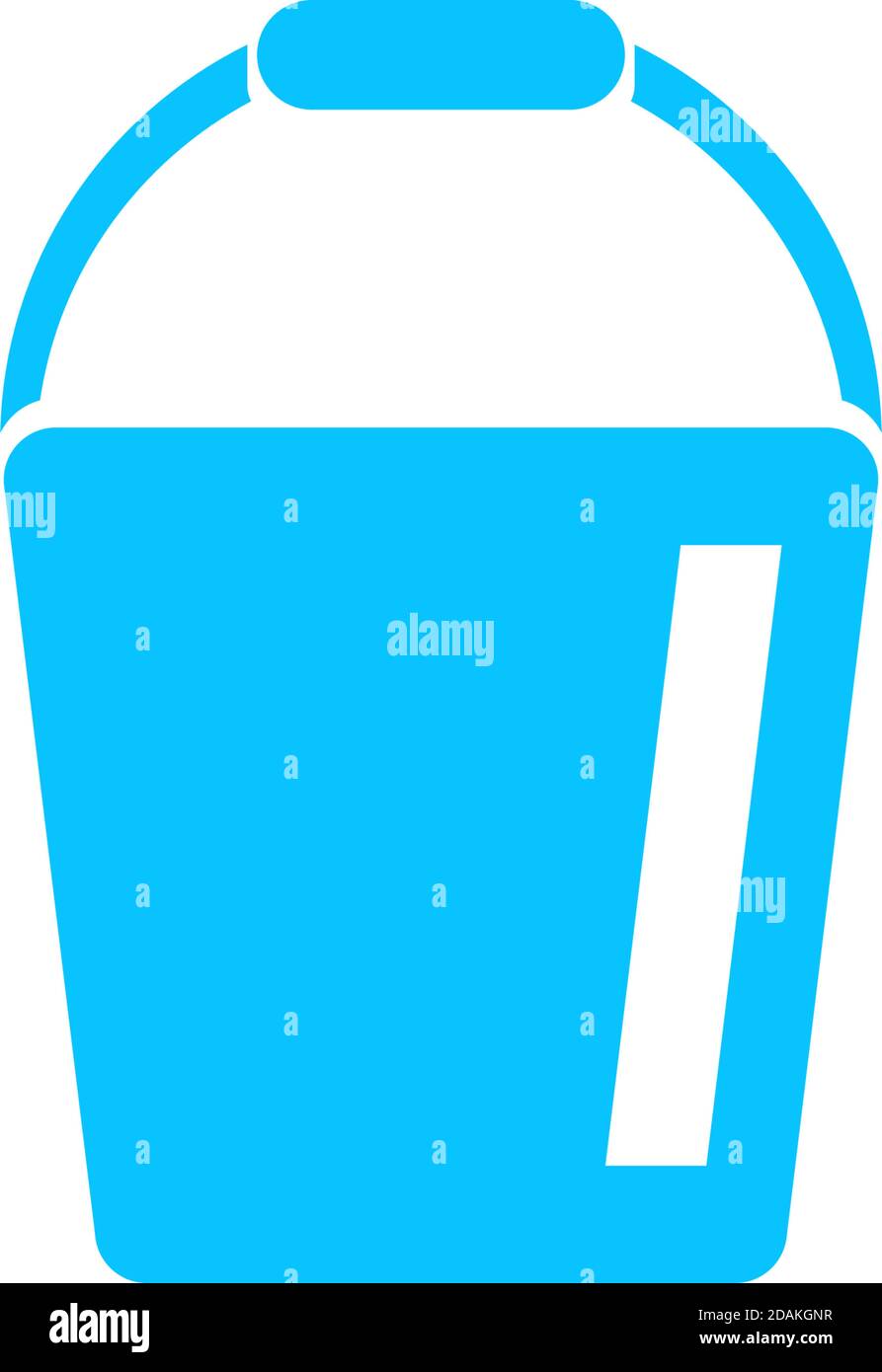 Bucket icon flat. Blue pictogram on white background. Vector ...