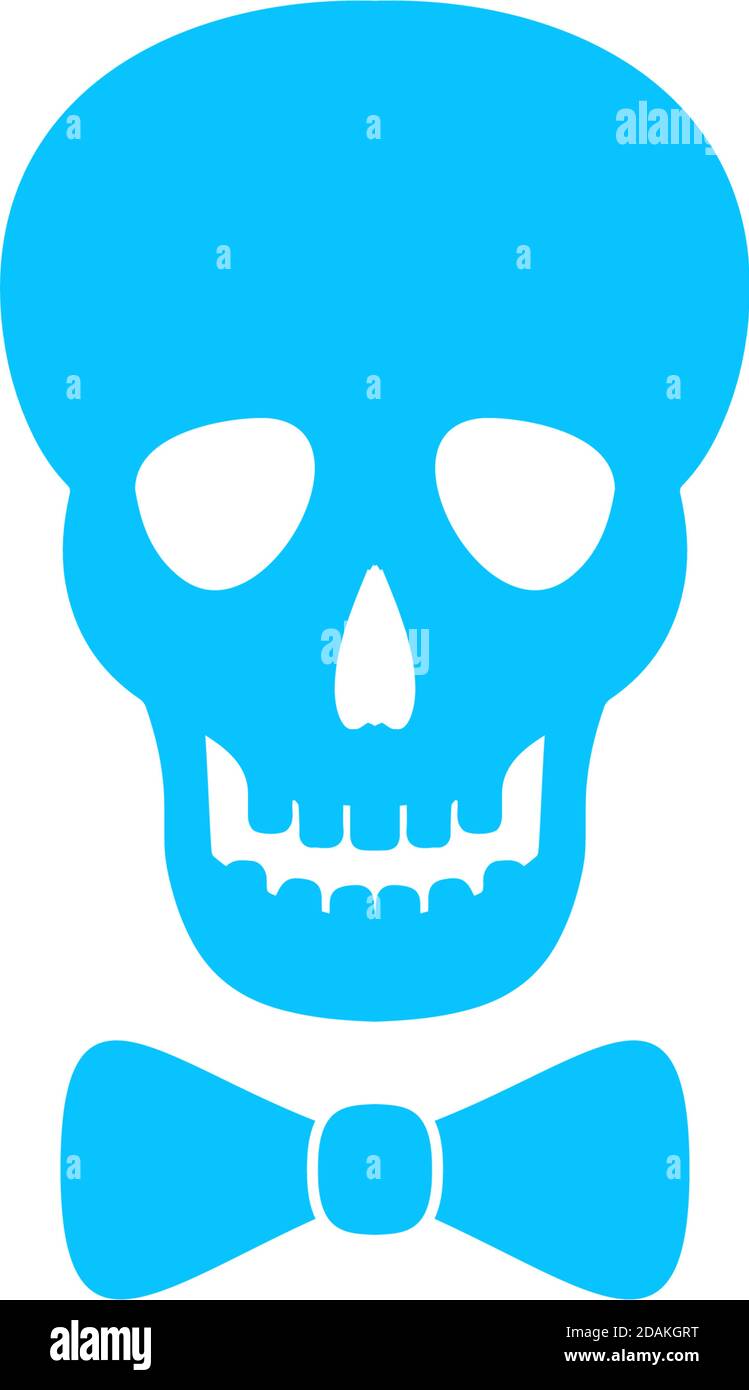 Skull icon flat. Blue pictogram on white background. Vector ...