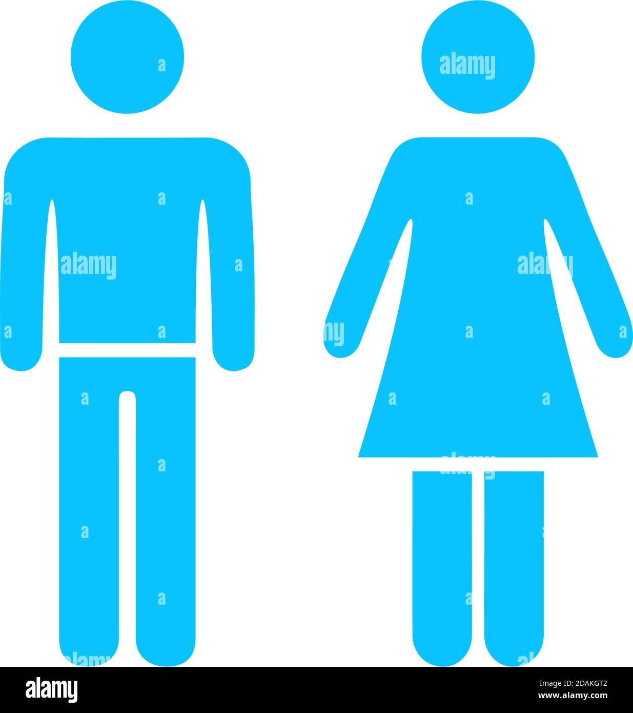 Man and woman icon flat. Blue pictogram on white background. Vector ...