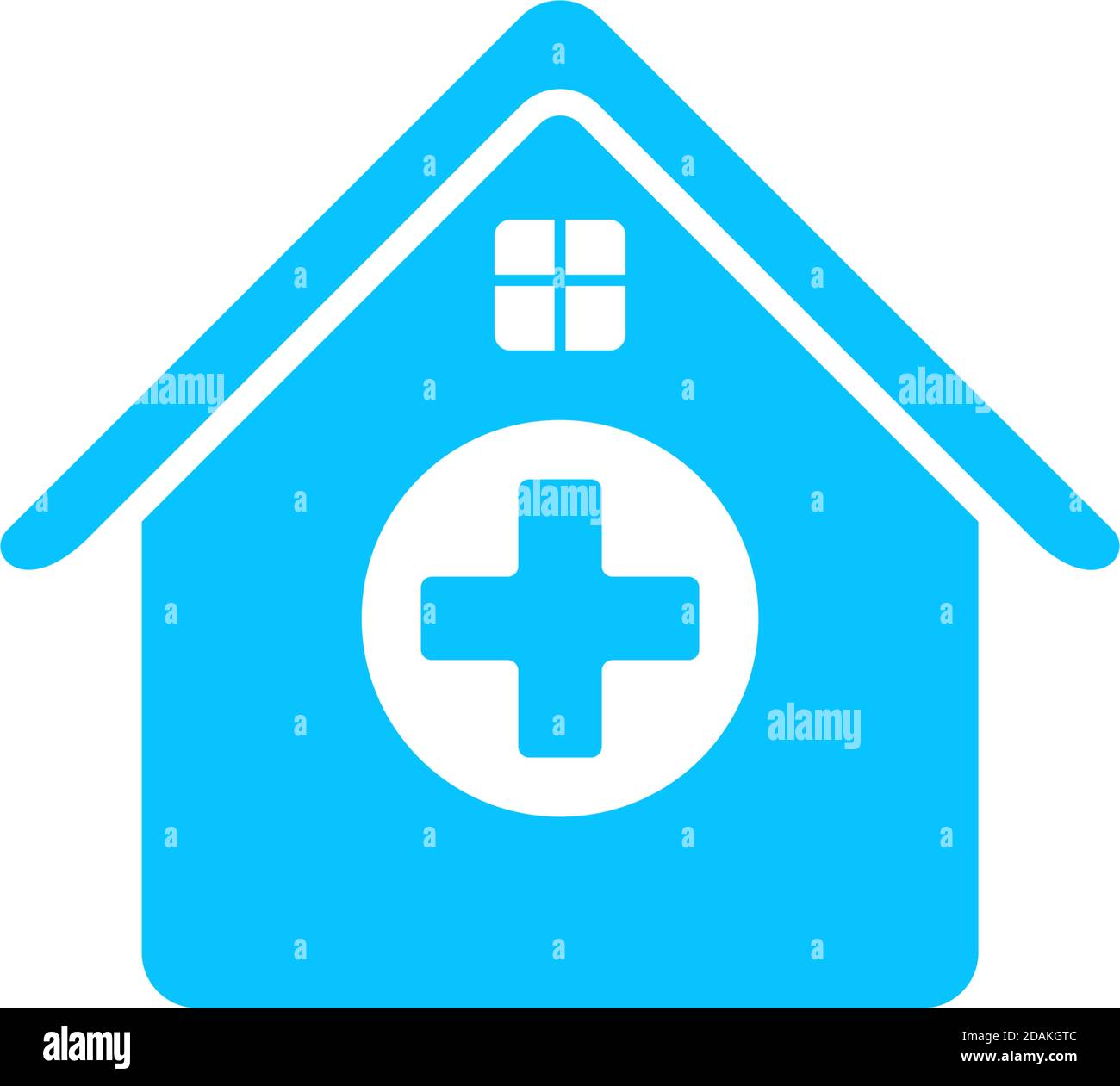 Hospital icon flat. Blue pictogram on white background. Vector ...