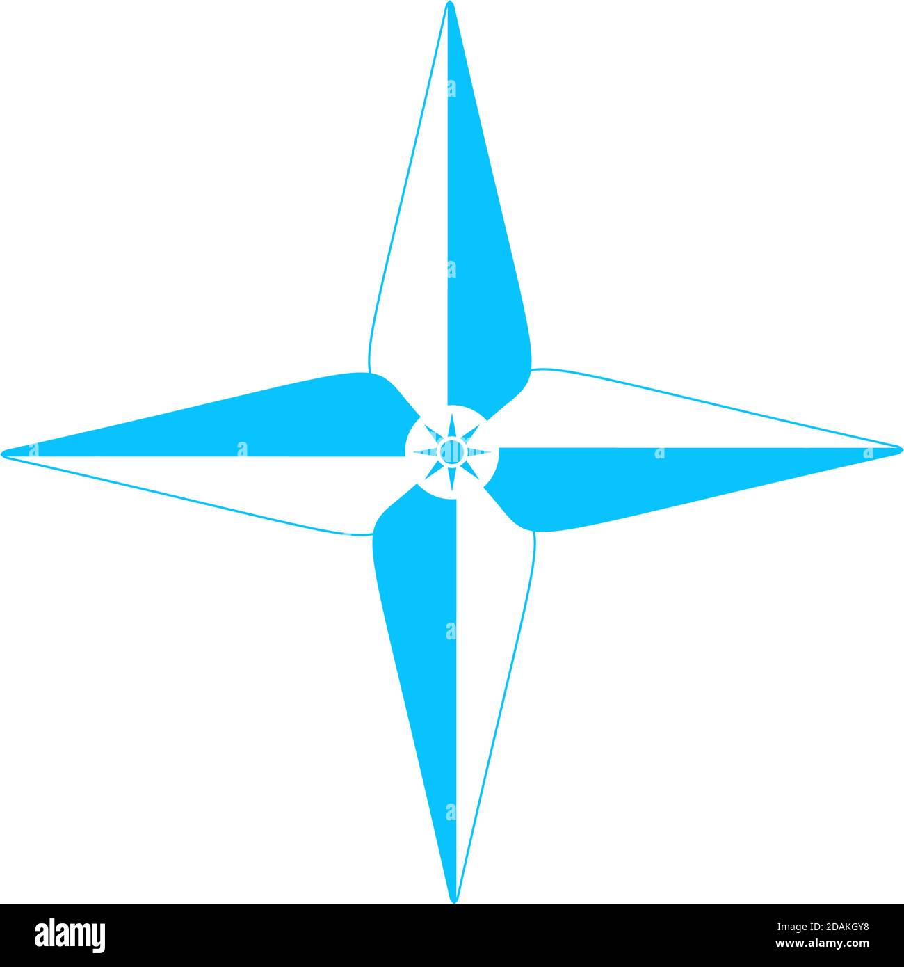 Wind rose icon flat. Blue pictogram on white background. Vector ...