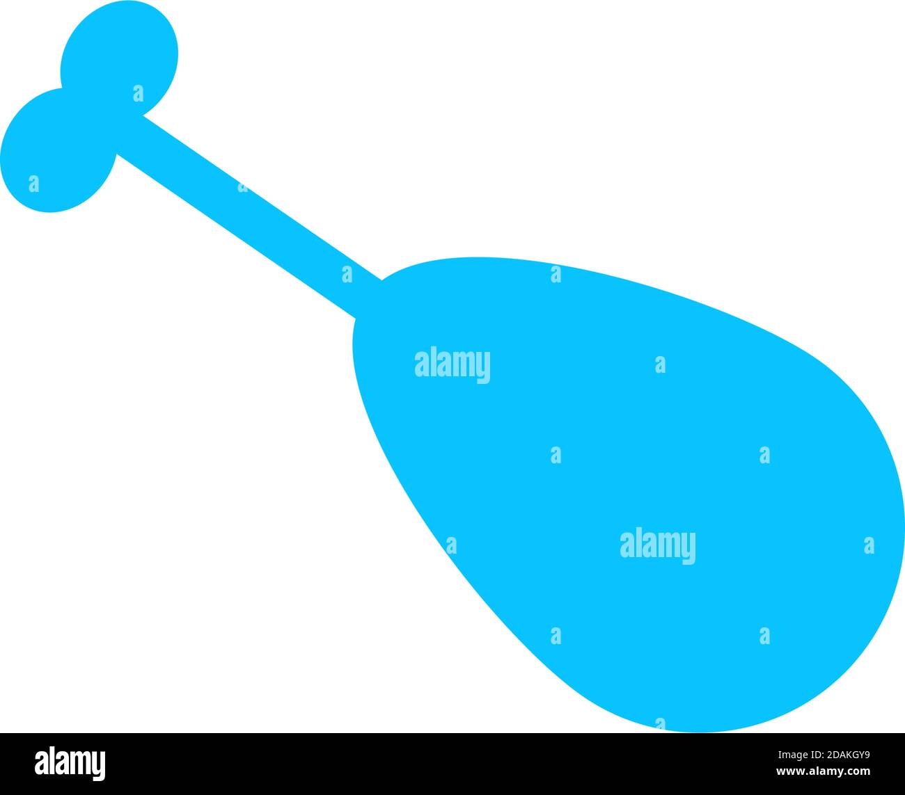Roasted chicken leg icon flat. Blue pictogram on white background ...
