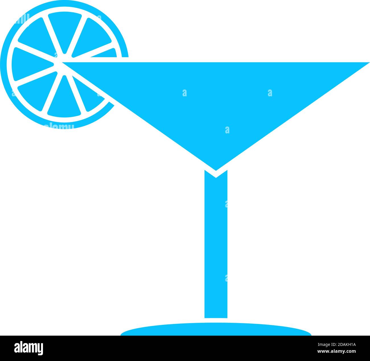 Cocktail icon flat. Blue pictogram on white background. Vector ...