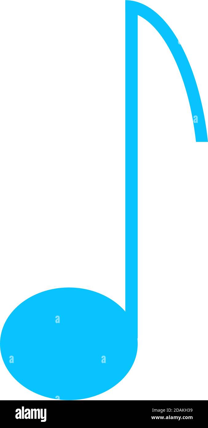 Music note icon flat. Blue pictogram on white background. Vector ...