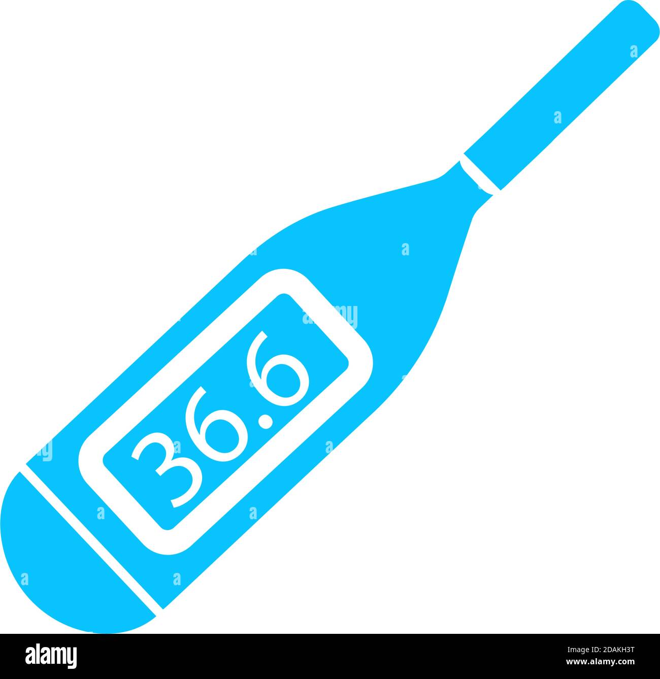 Medical thermometer icon flat. Blue pictogram on white background ...