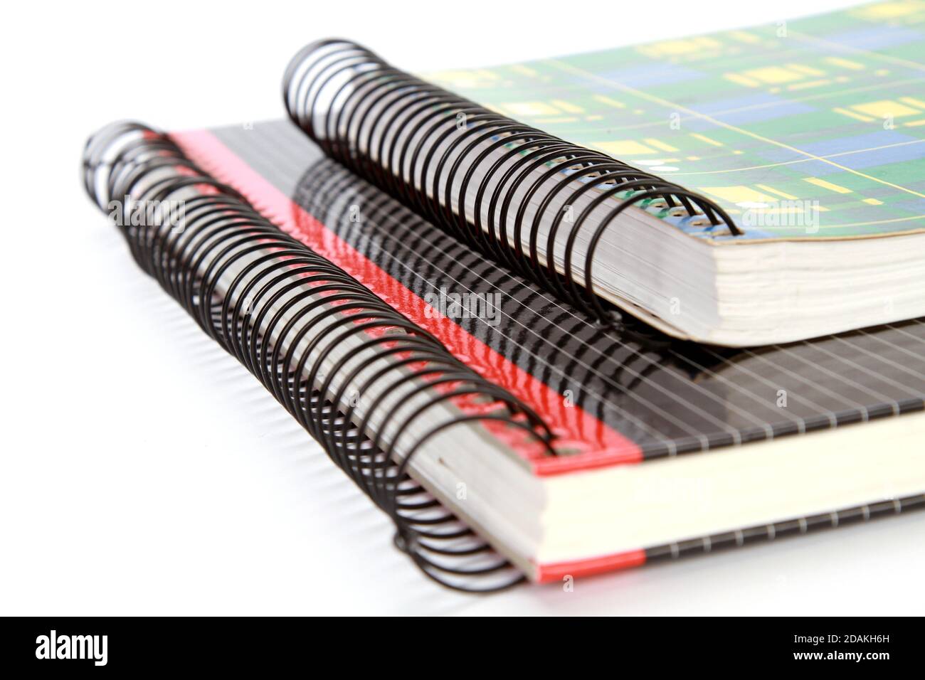 Closeup shot of copybooks stack isolated on white background Stock ...