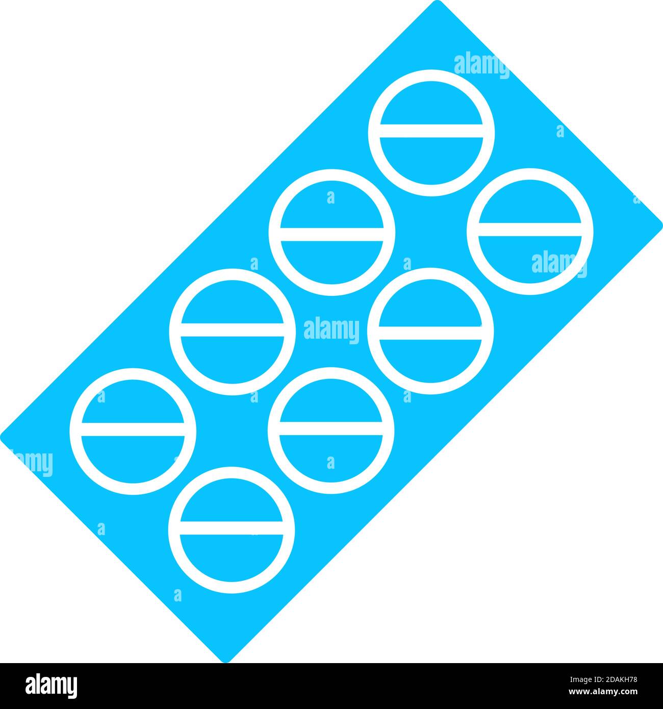 Pills blister pack icon flat. Blue pictogram on white background ...