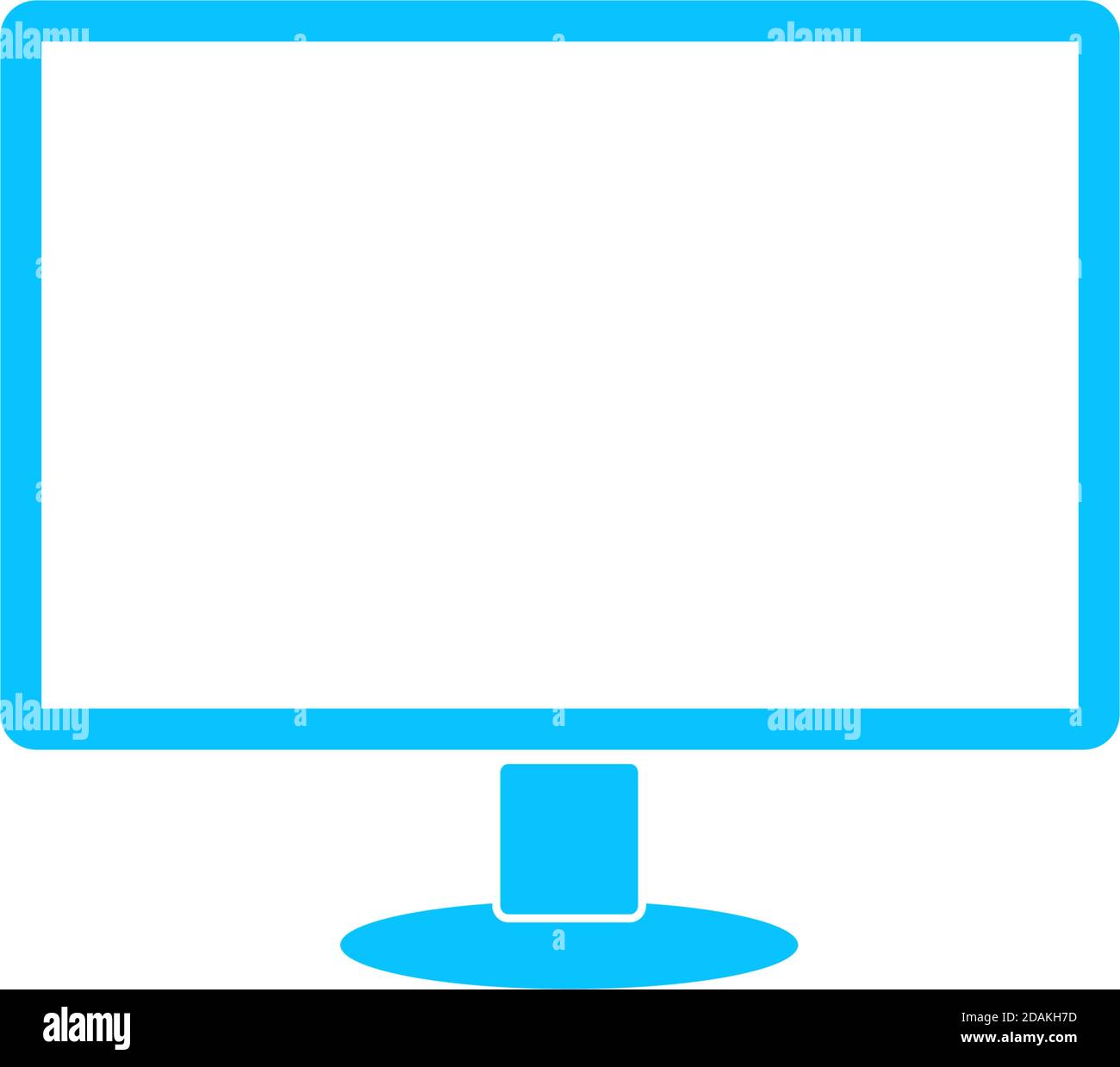 Monitor icon flat. Blue pictogram on white background. Vector ...